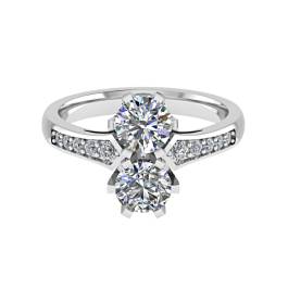 Two Stone Round Diamond Shoulder Set Ring - Diamond Heaven