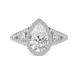 Pear Diamond Split Shoulder Set Ring - Diamond Heaven