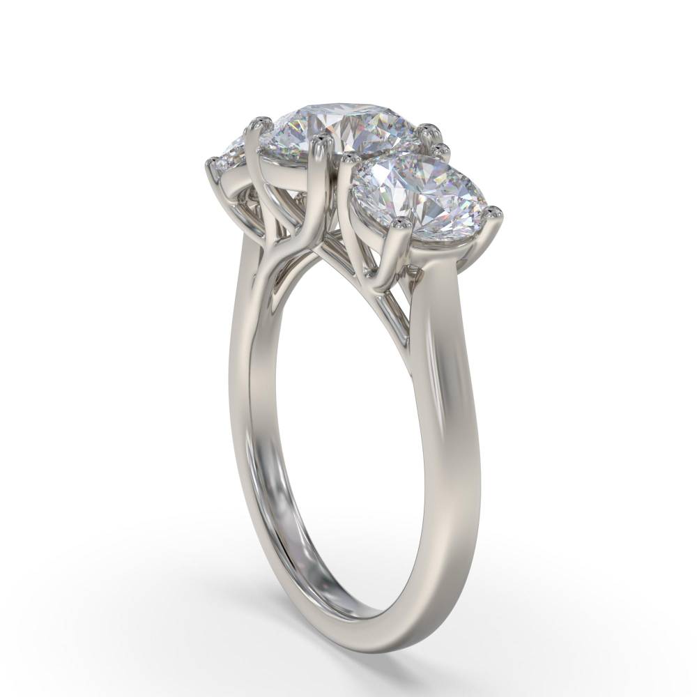 DHDOMR3145 Crossover Round Diamond Trilogy Ring - Diamond Heaven