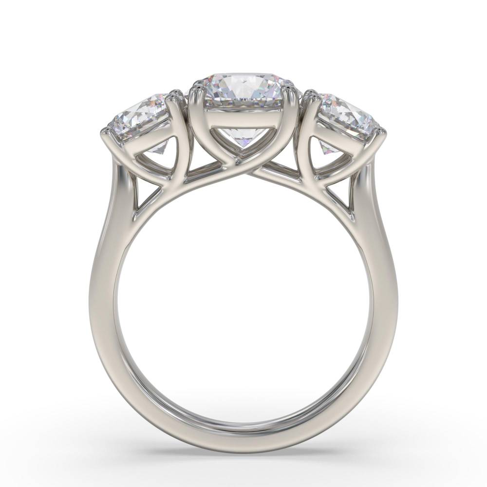 DHDOMR3145 Crossover Round Diamond Trilogy Ring - Diamond Heaven