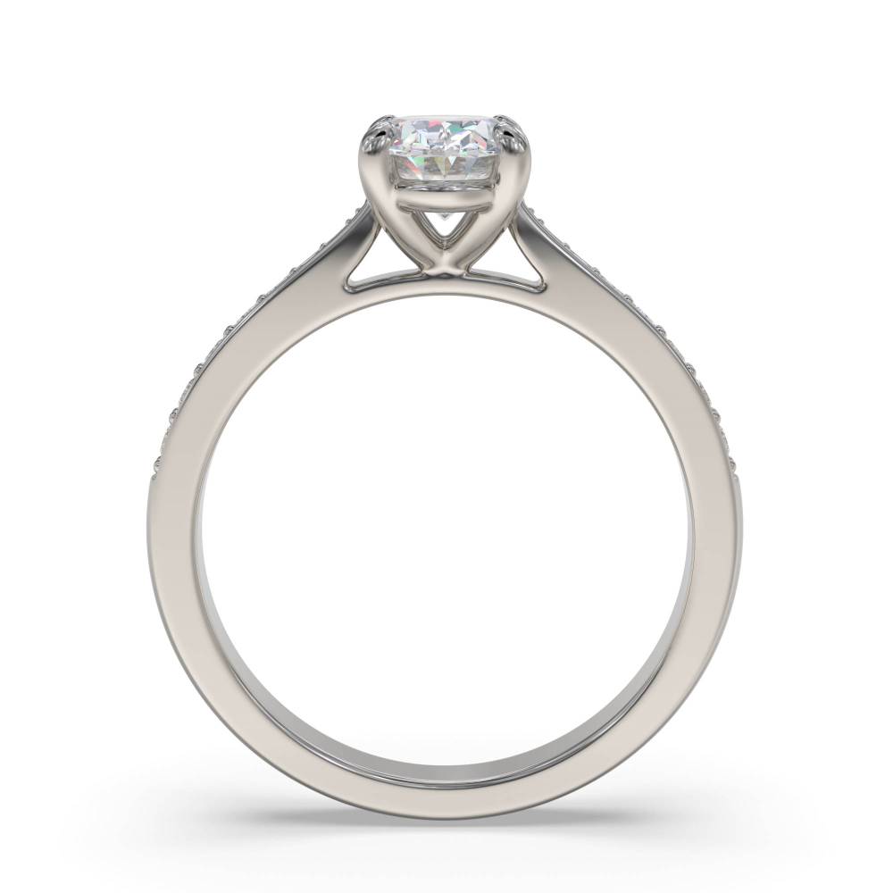 Elegant Oval Diamond Milgrain Shoulder Set Ring - Diamond Heaven