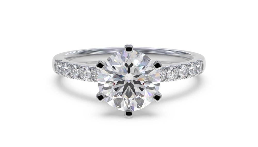Round Diamond Shoulder Set Ring - Diamond Heaven