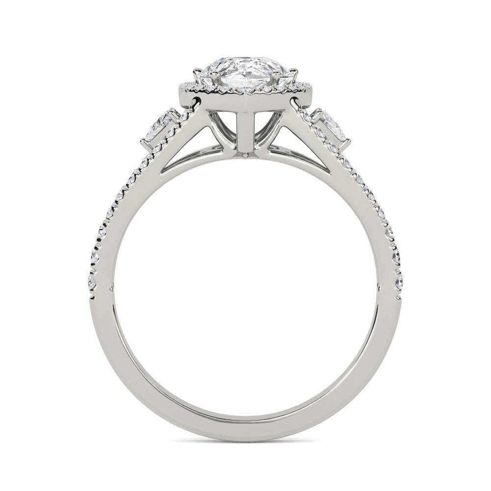 Pear Diamond Split Shoulder Set Ring - Diamond Heaven