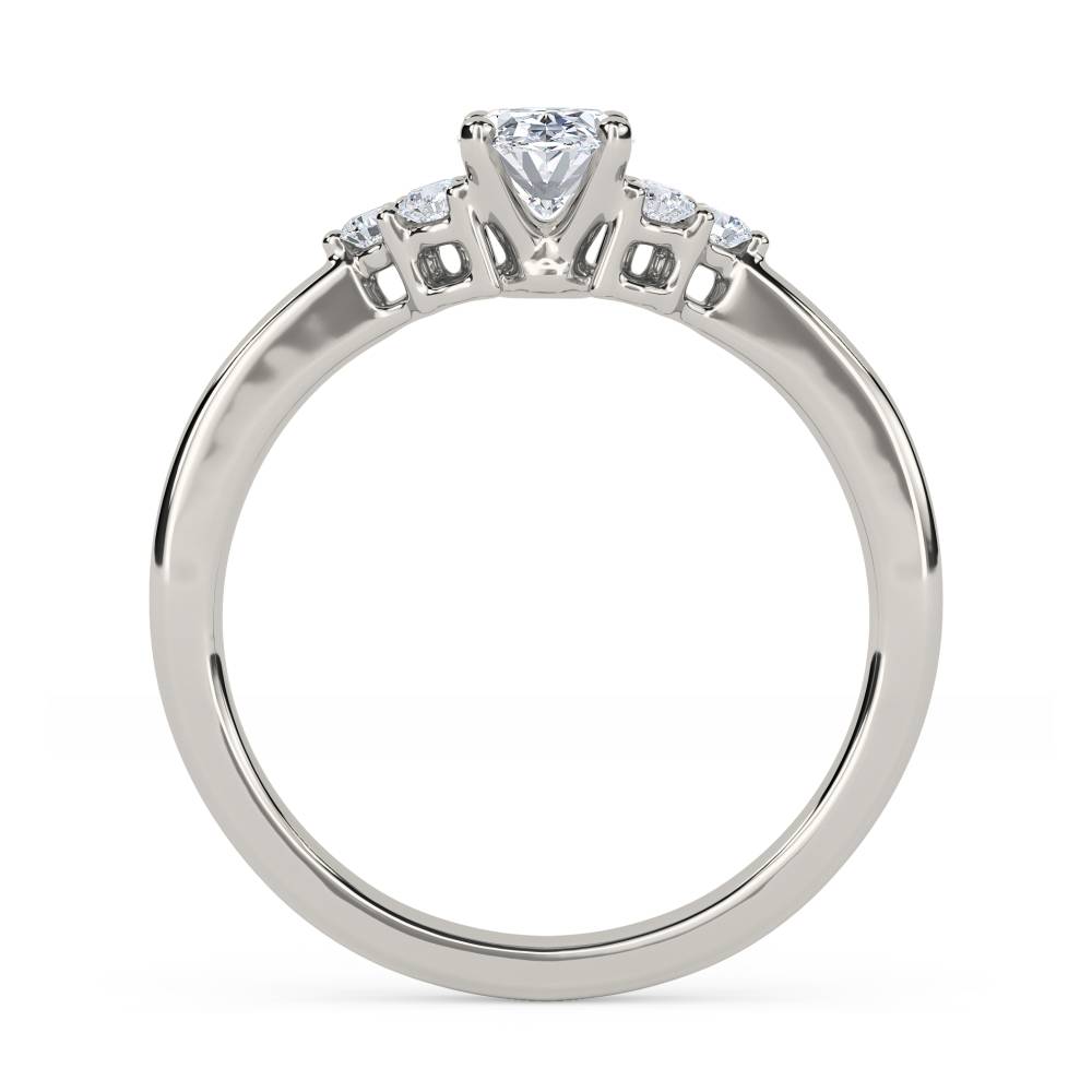 Oval Diamond Side Stone Cluster Ring - Diamond Heaven
