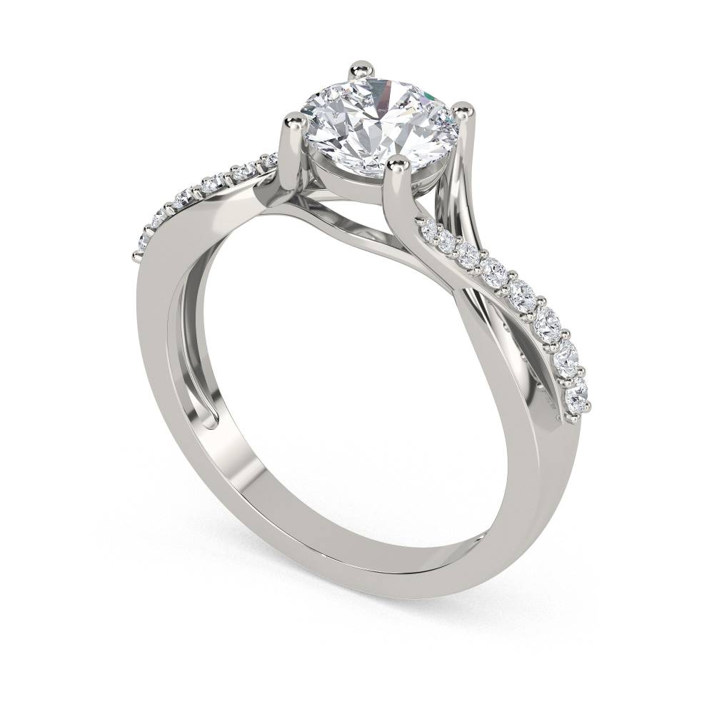Round Shoulder Set Diamond Engagement Ring - Diamond Heaven
