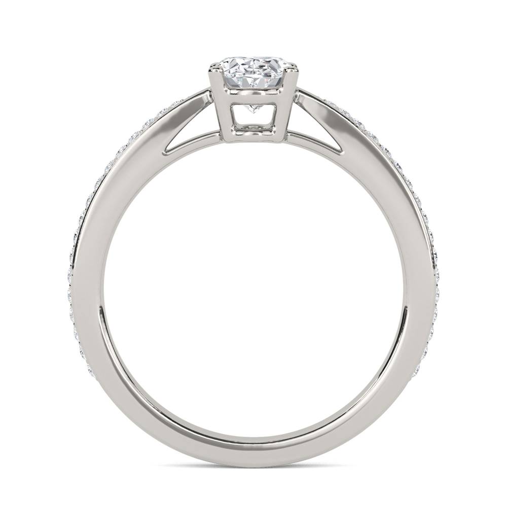 Oval Diamond Shoulder Set Ring - Diamond Heaven