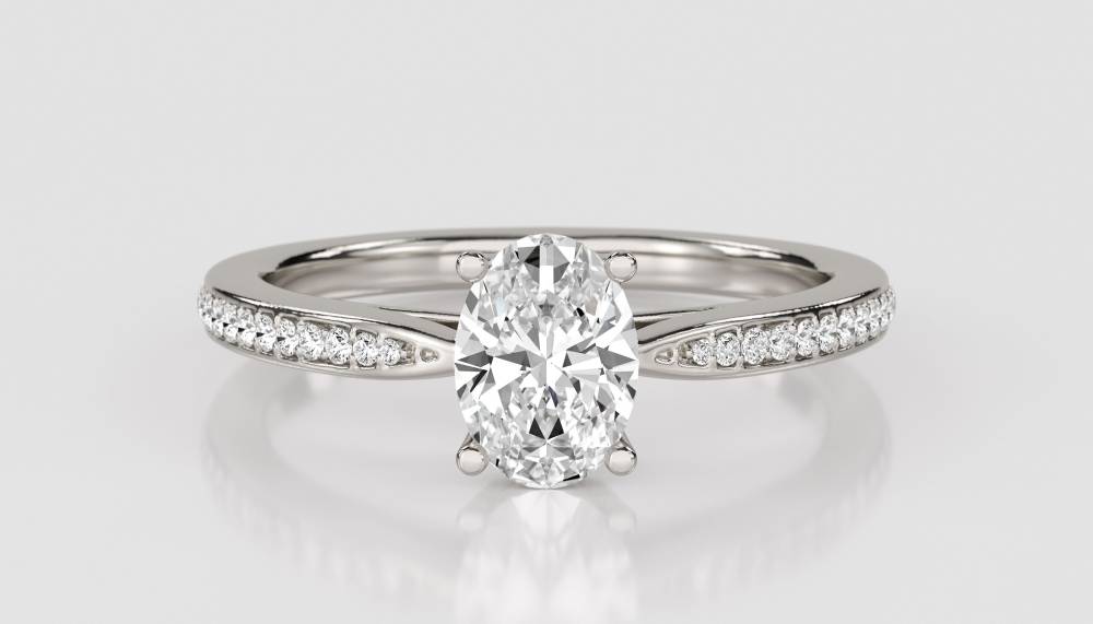 Oval Diamond Shoulder Set Ring - Diamond Heaven