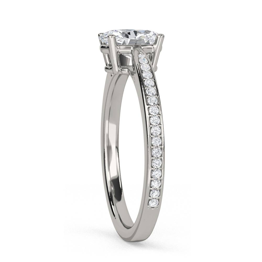 Oval Diamond Shoulder Set Ring - Diamond Heaven