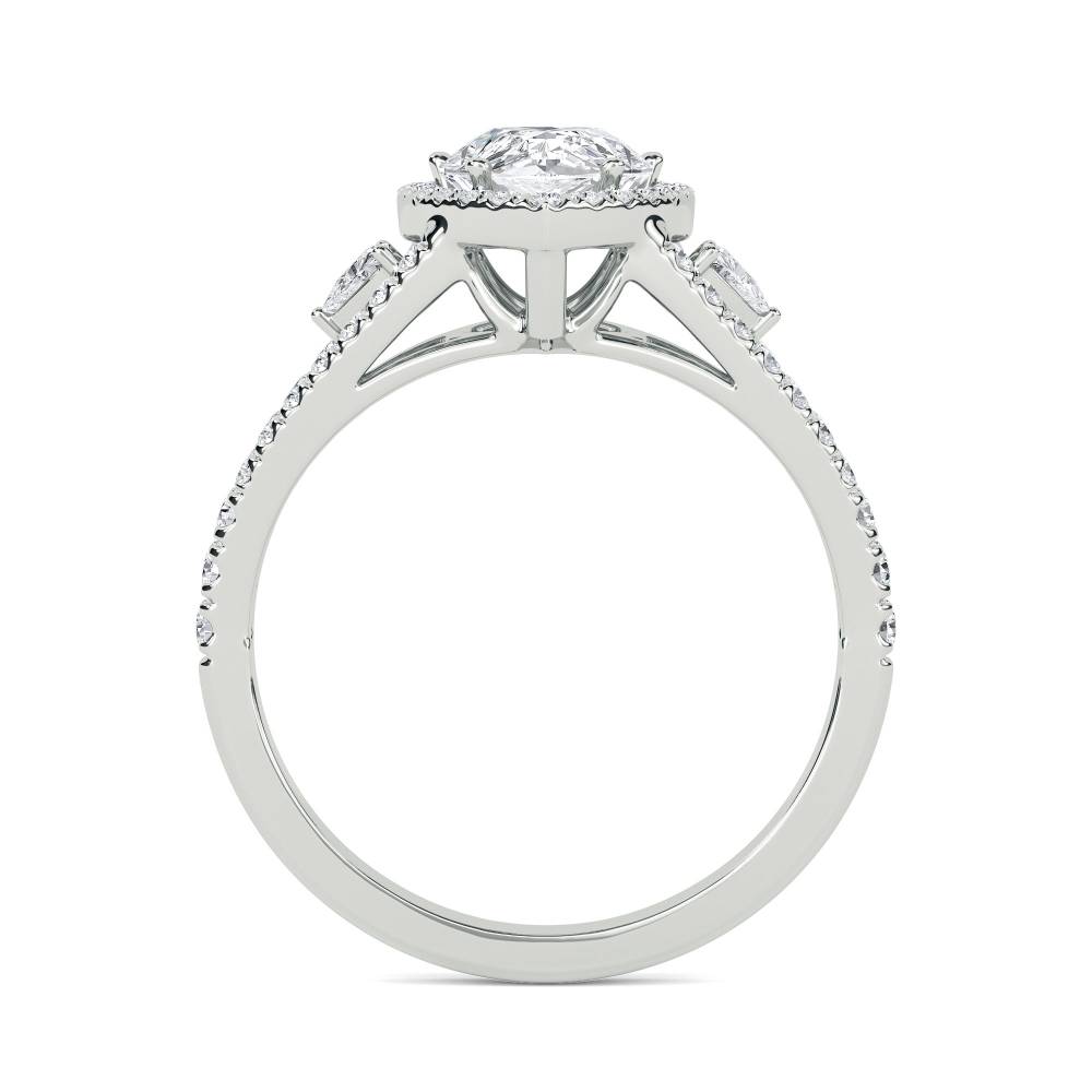Pear Diamond Split Shoulder Set Ring - Diamond Heaven