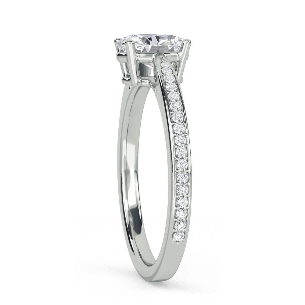 Oval Diamond Shoulder Set Ring - Diamond Heaven