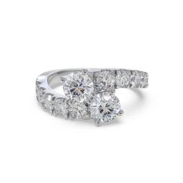 Two Stone Round Diamond Shoulder Set Ring - Diamond Heaven