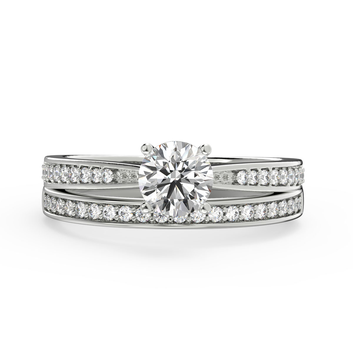 Round Diamond Shoulder Set Bridal Set - Diamond Heaven