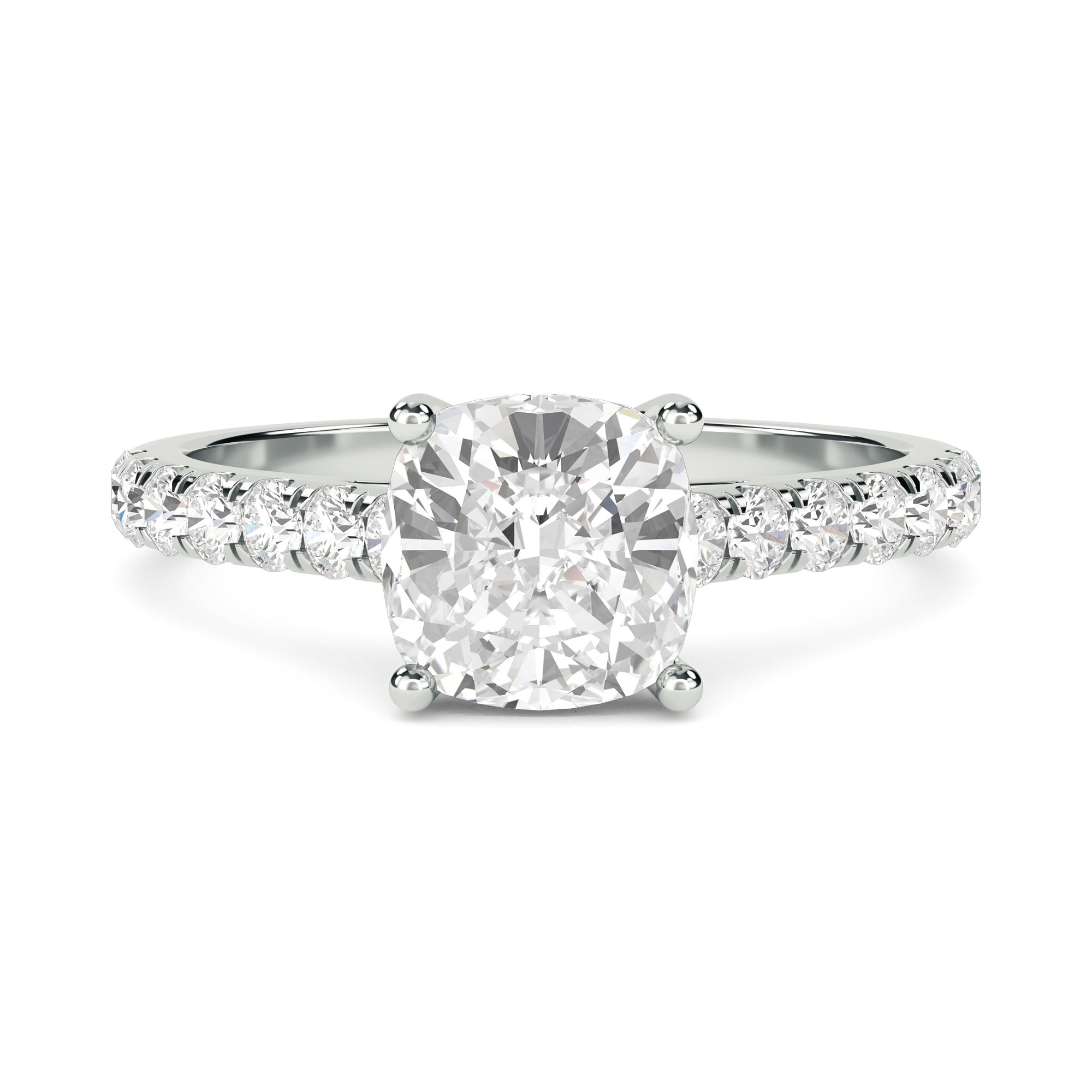 Cushion Diamond Shoulder Set Ring - Diamond Heaven