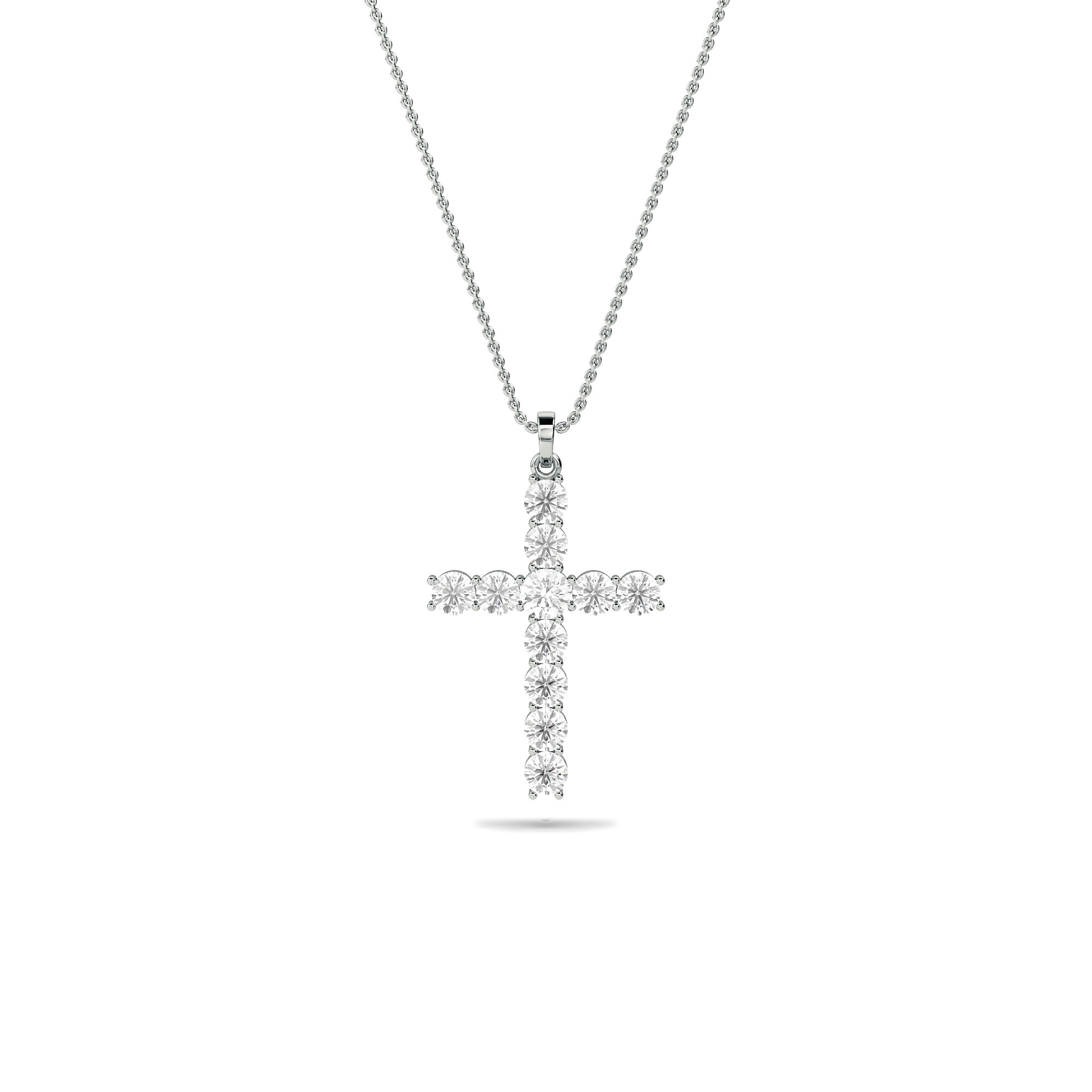 Classic Round Diamond Cross Pendant - Diamond Heaven